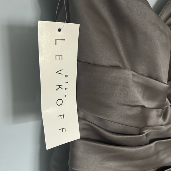 Bill Levkoff | Dresses | Bill Levkoff Grey Halter Knee Length Formal ...